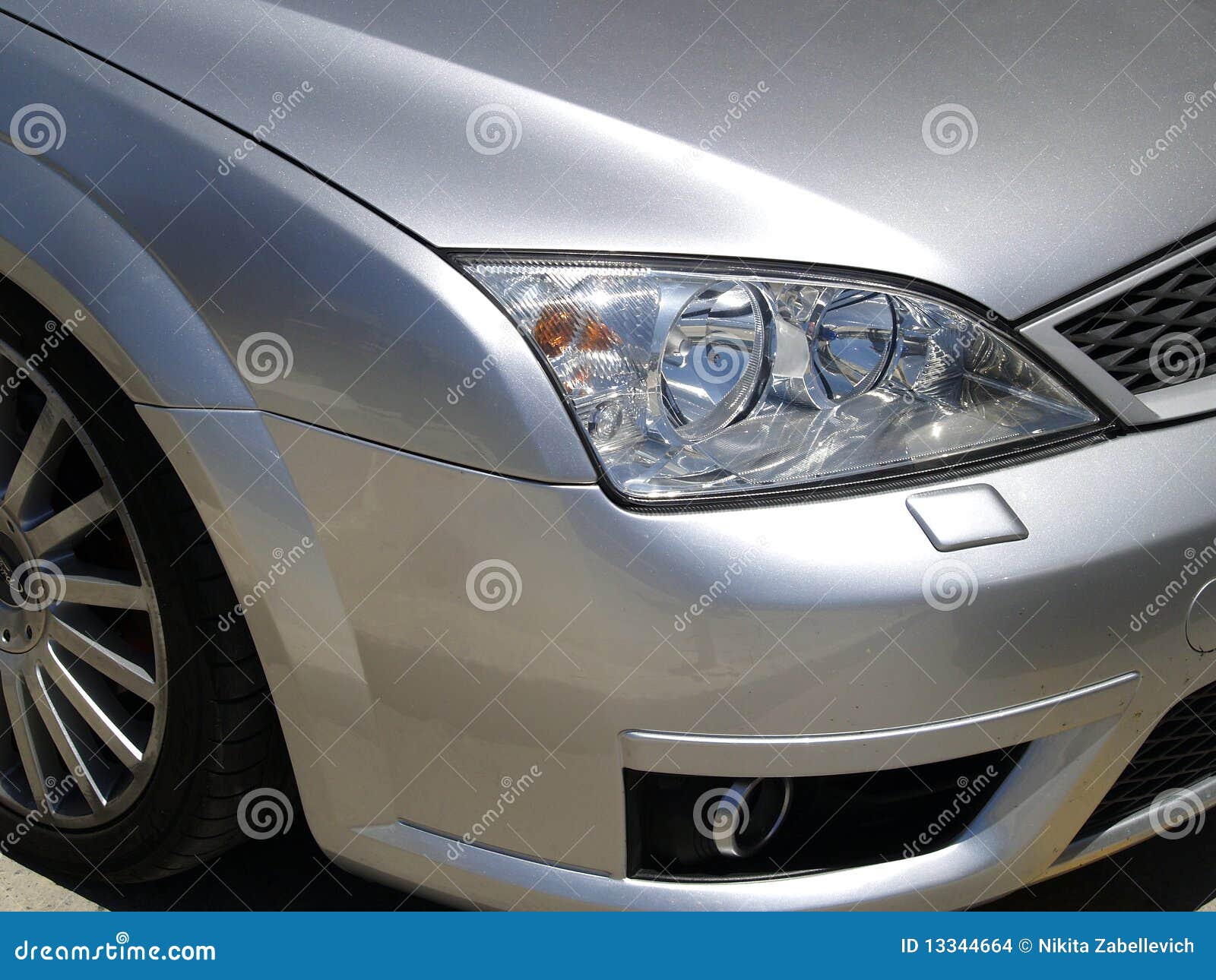 Silver car detail stock photo. Image of comfort, fast - 13344664