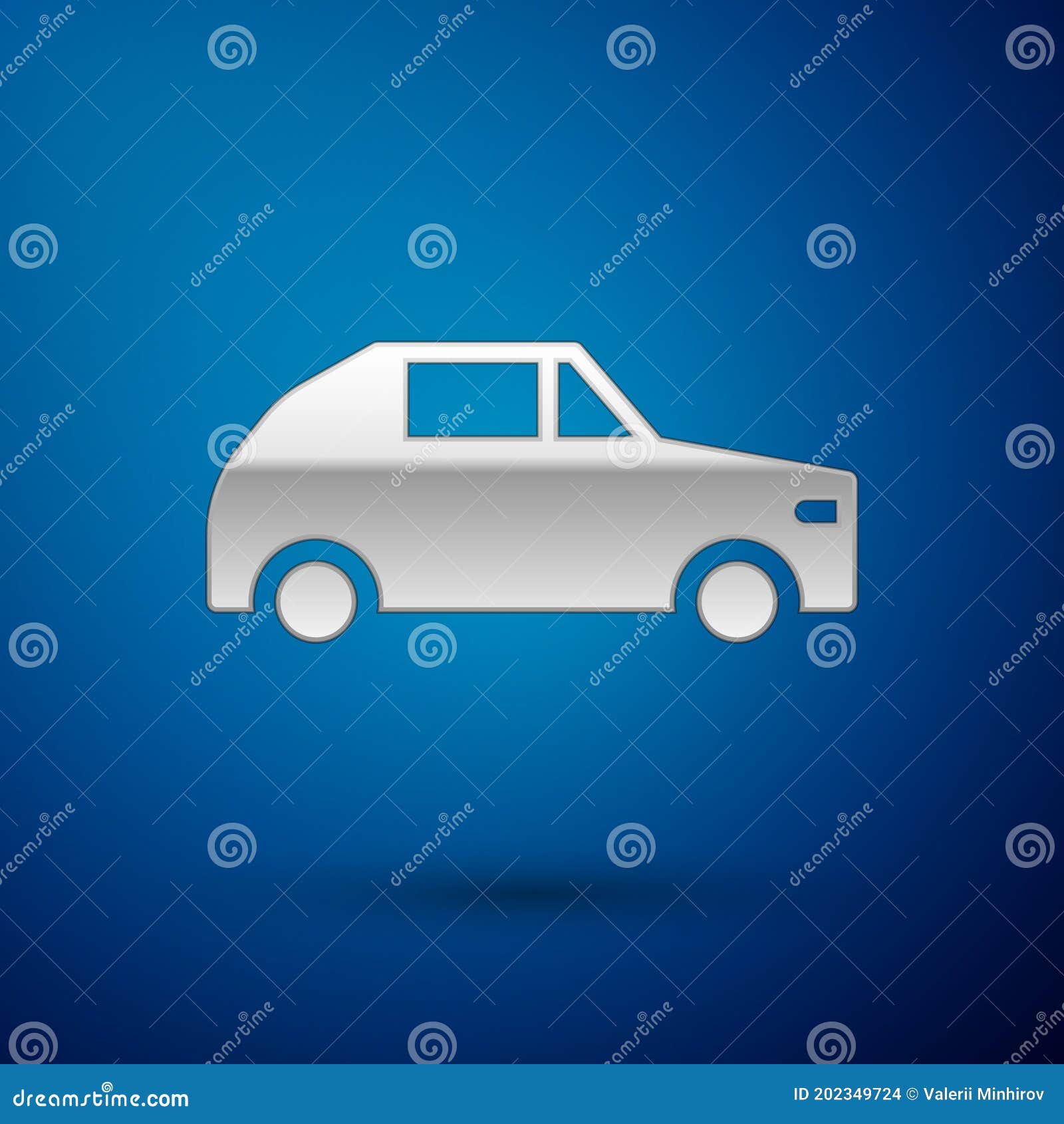 Silver Car Icon Isolated on Blue Background. Vector Stock Vector ...