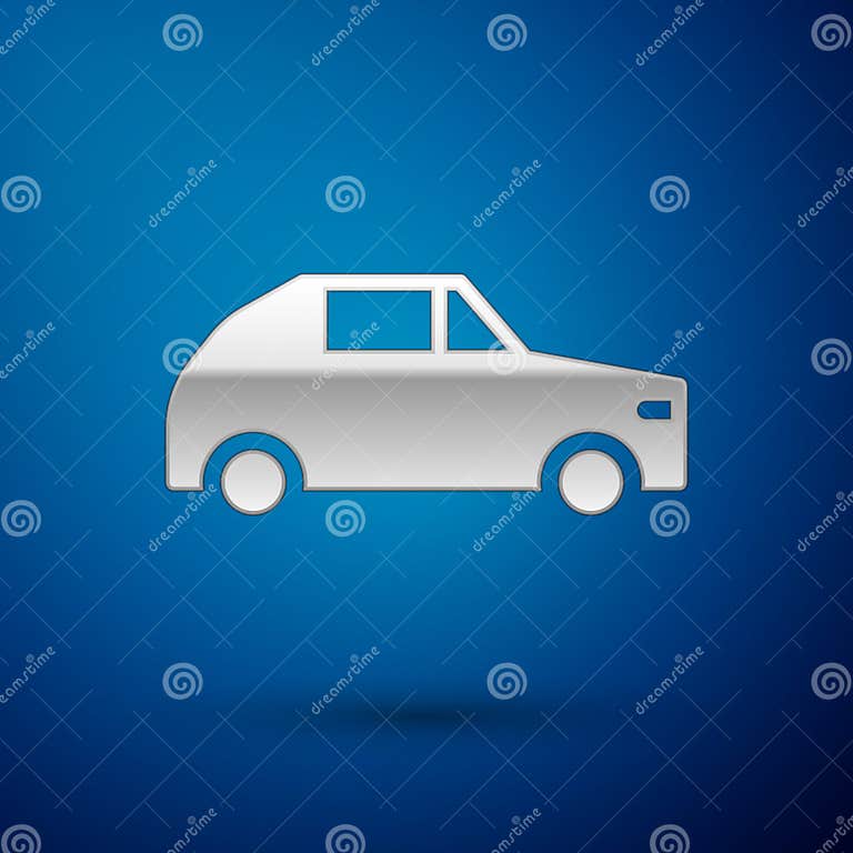 Silver Car Icon Isolated on Blue Background. Vector Stock Vector ...