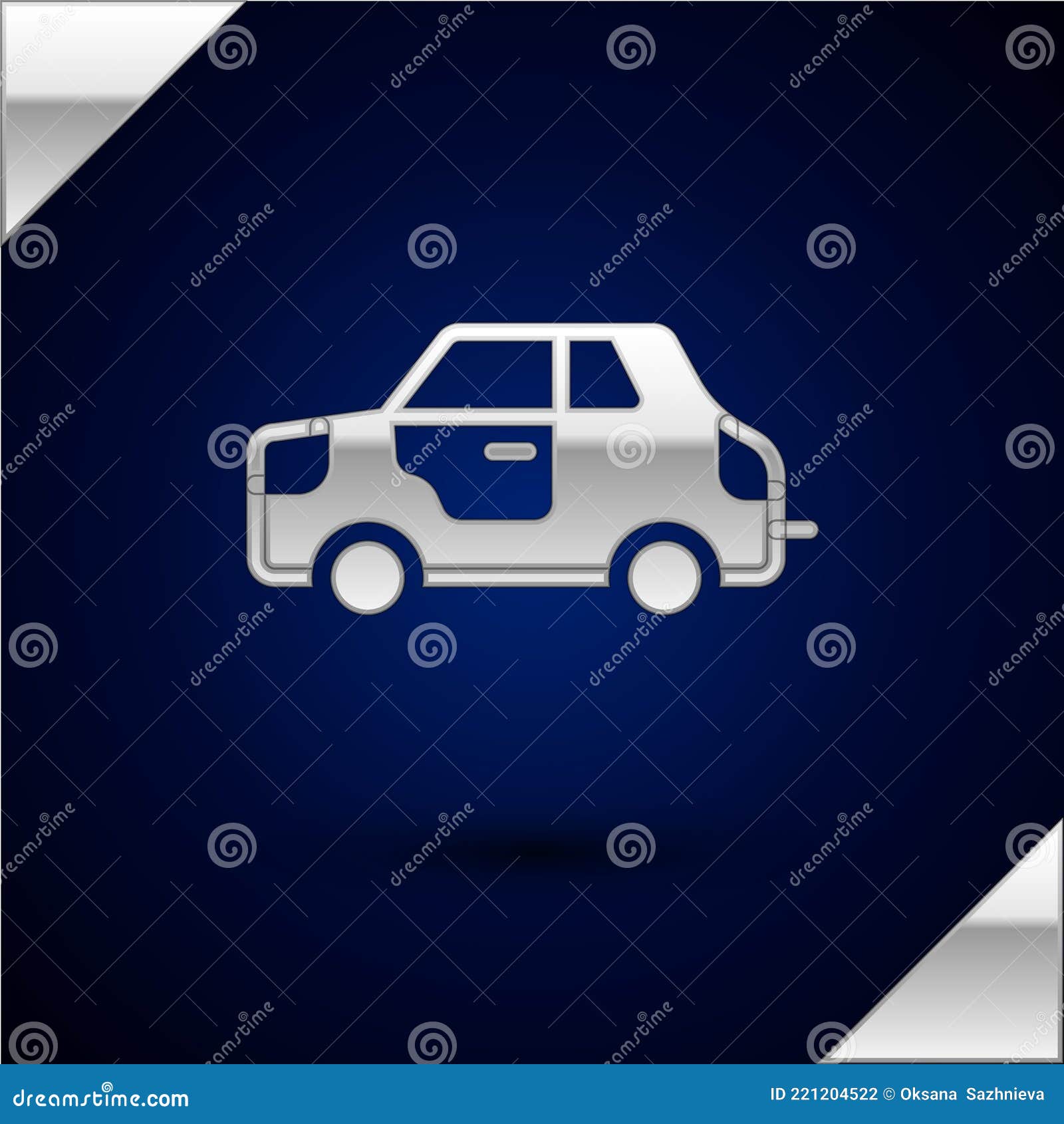 Silver Car Icon Isolated on Dark Blue Background. Vector Stock Vector ...