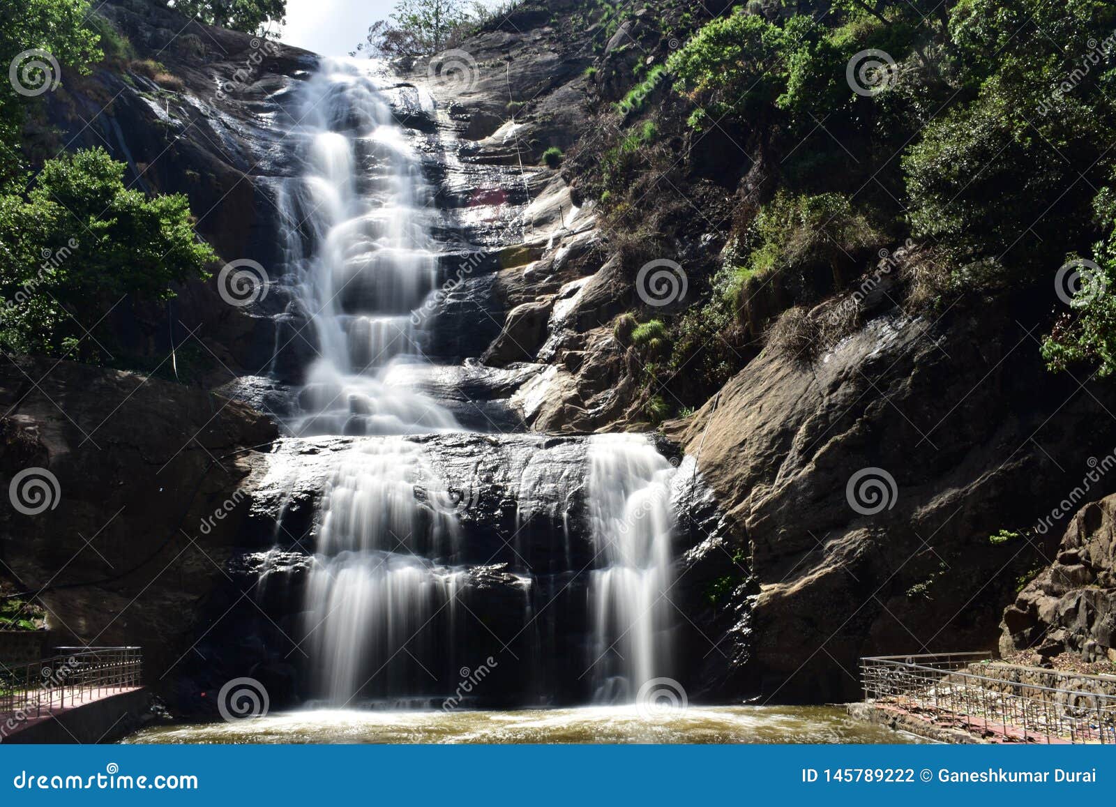 The Silver Cascade Falls stock photo. Image of high - 145789222