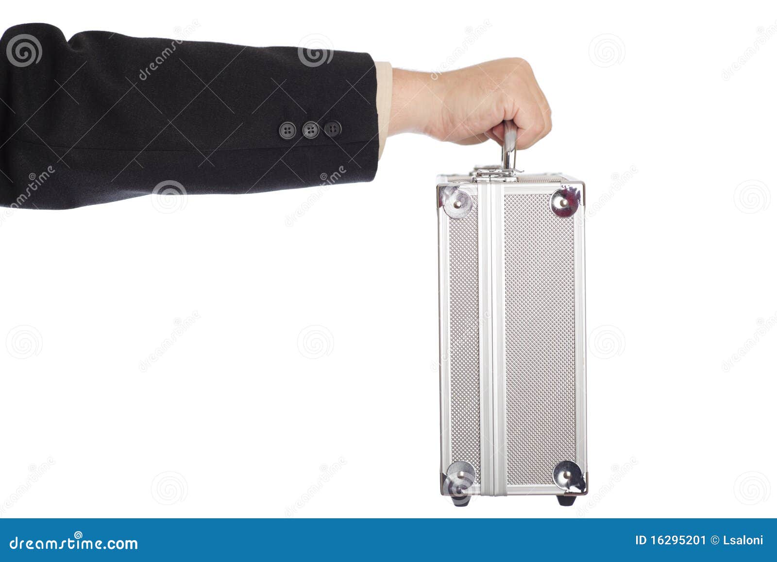 Silver case in hand stock image. Image of coffer, opening - 16295201