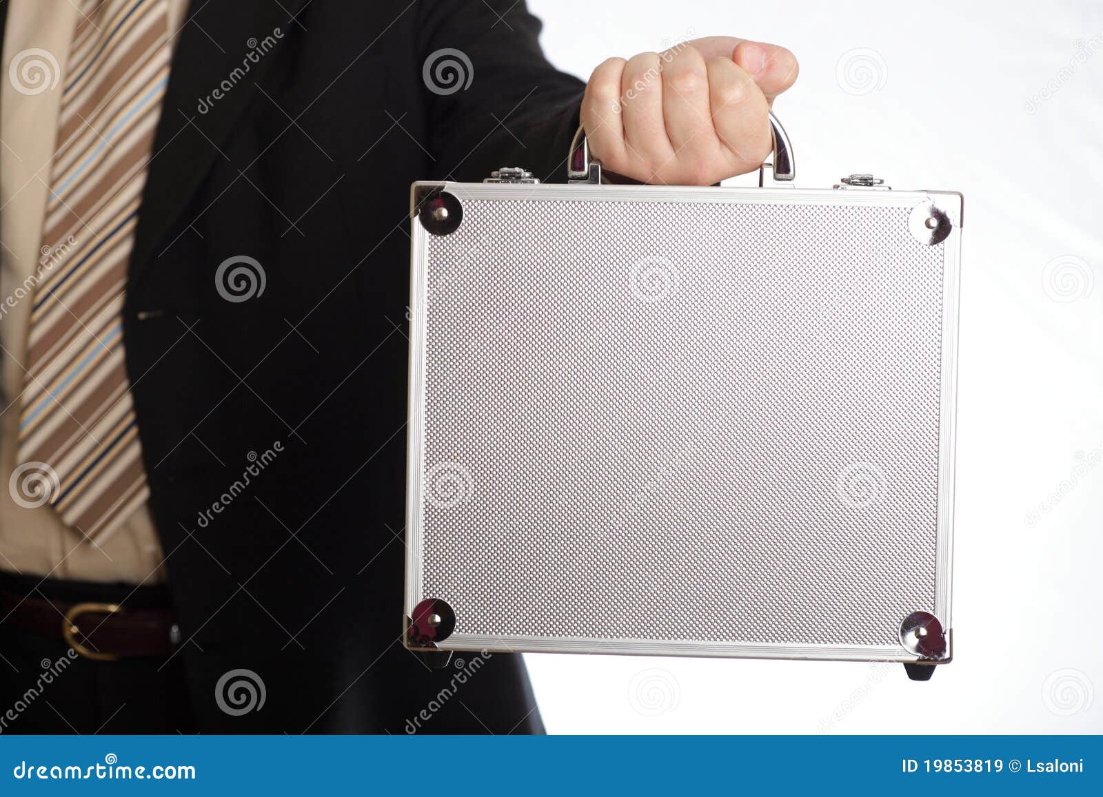 Silver case in hand stock image. Image of container, safe - 19853819