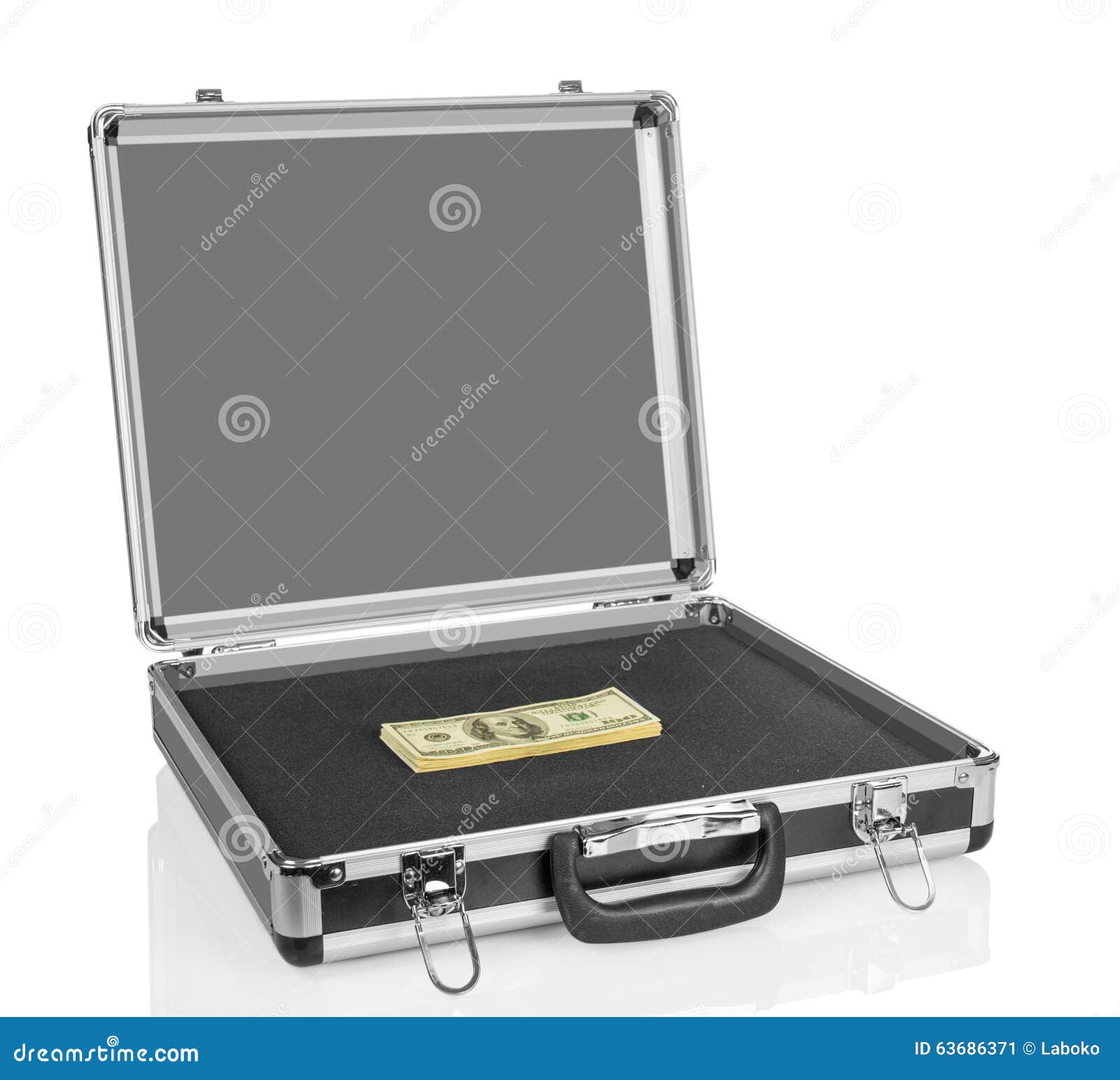 Silver case with money stock image. Image of briefcase - 63686371