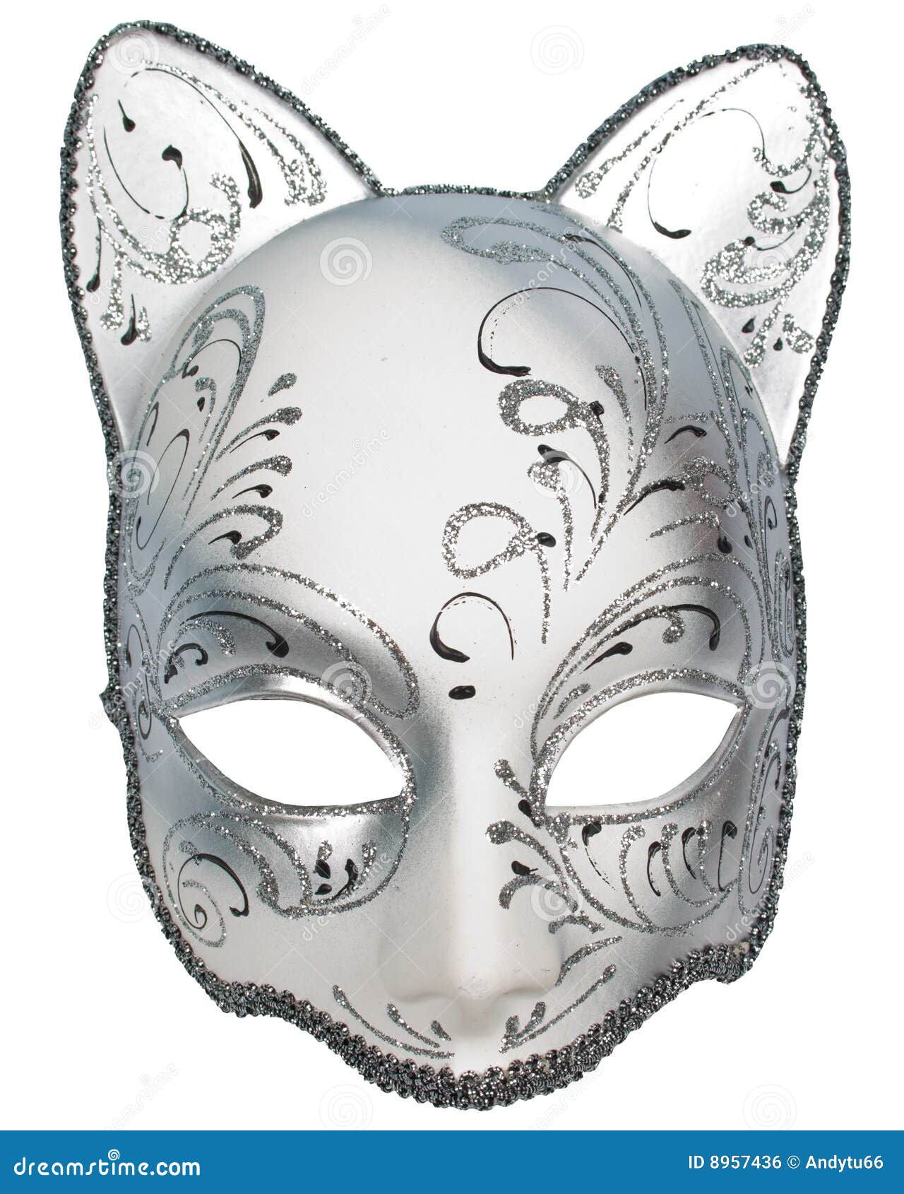 Silver Cat Carnival Venetian Mask Royalty Free Stock Image - Image: 8957436