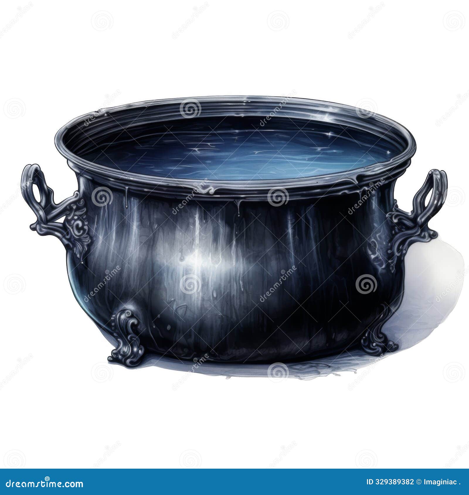 A Silver Cauldron Filled with Dark Blue Liquid Stock Photo ...