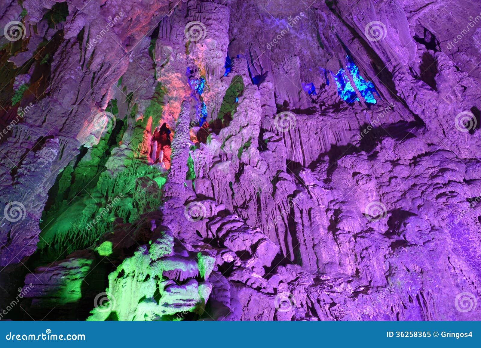 Silver Cave Guangxi Province China Stock Image - Image of illuminated ...