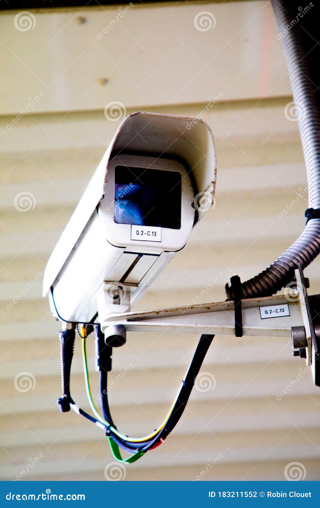 Silver CCTV Camera. Protection Security System Watching People Stock ...