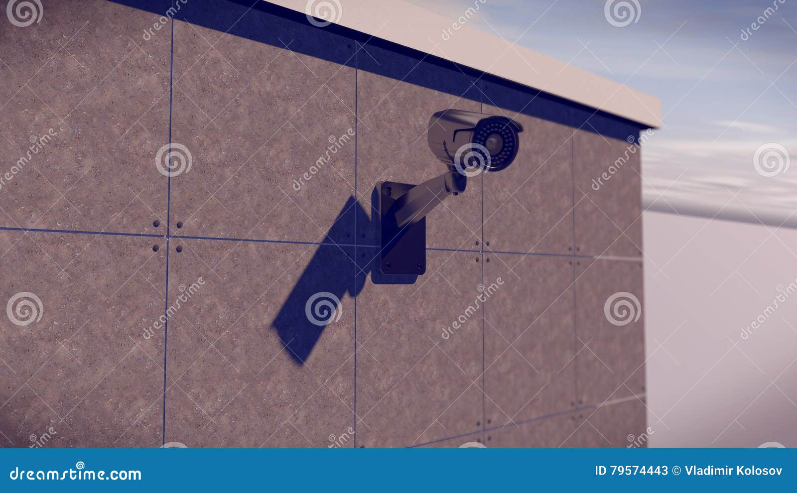 Silver CCTV Camera on the Wall Stock Illustration - Illustration of ...