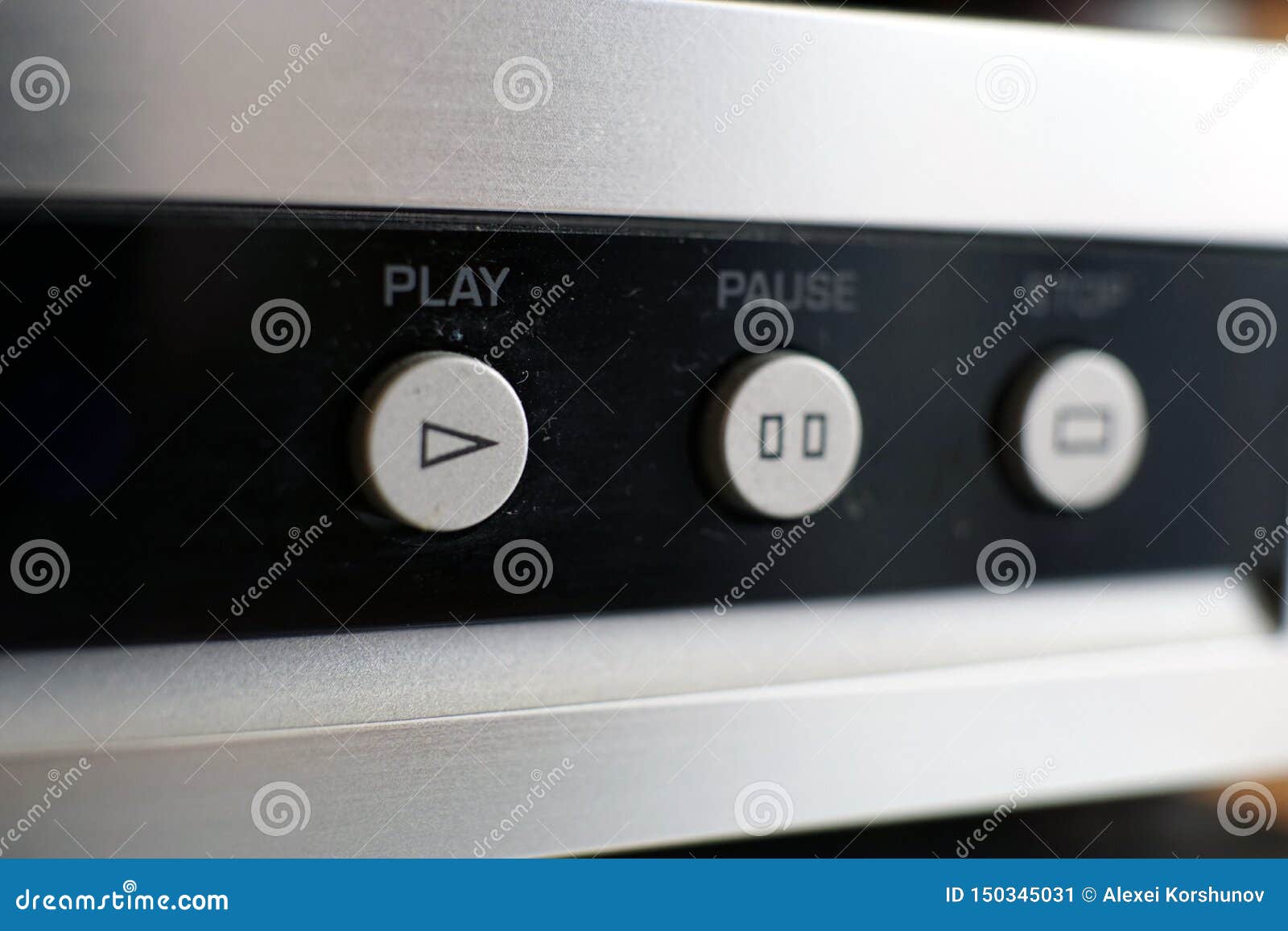 Silver CD-player Control Buttons on Black Closeup Photo Stock Image ...
