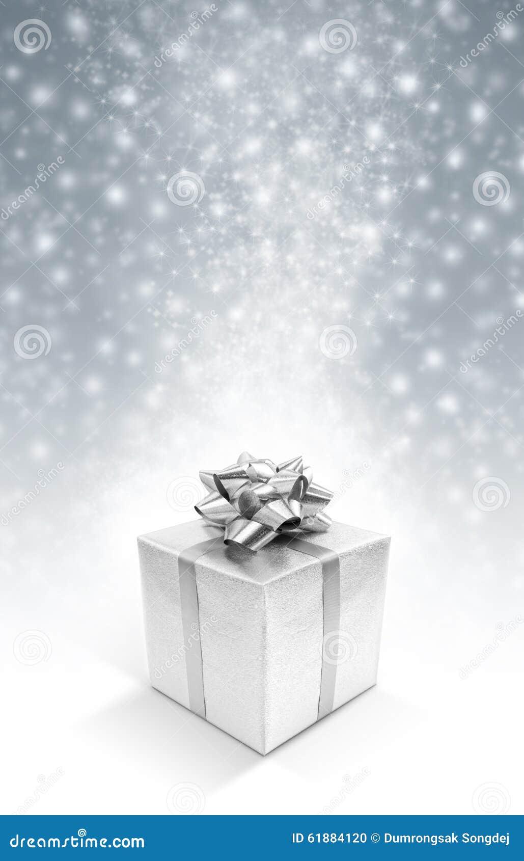 Silver Celebration Gift Boxes On Gold Background. Stock Photography ...