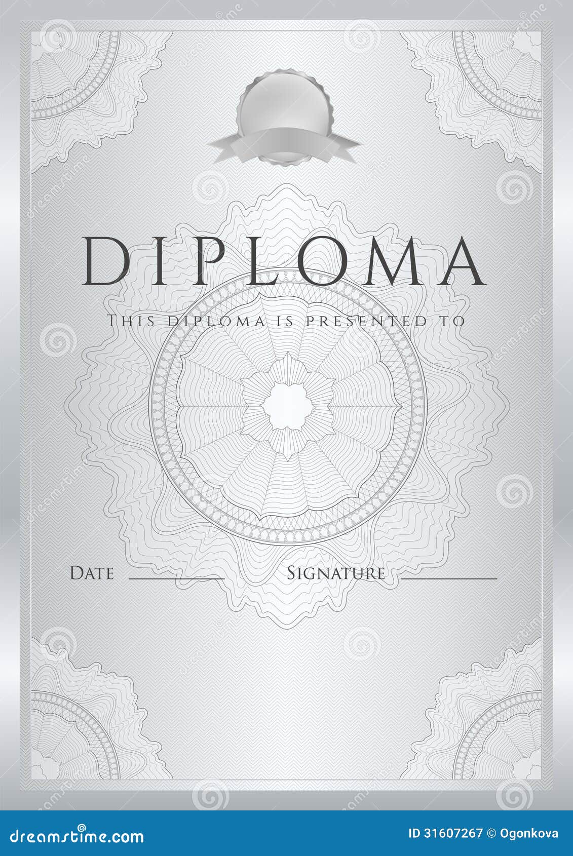 Silver Certificate / Diploma Background (template) Cartoon Vector ...