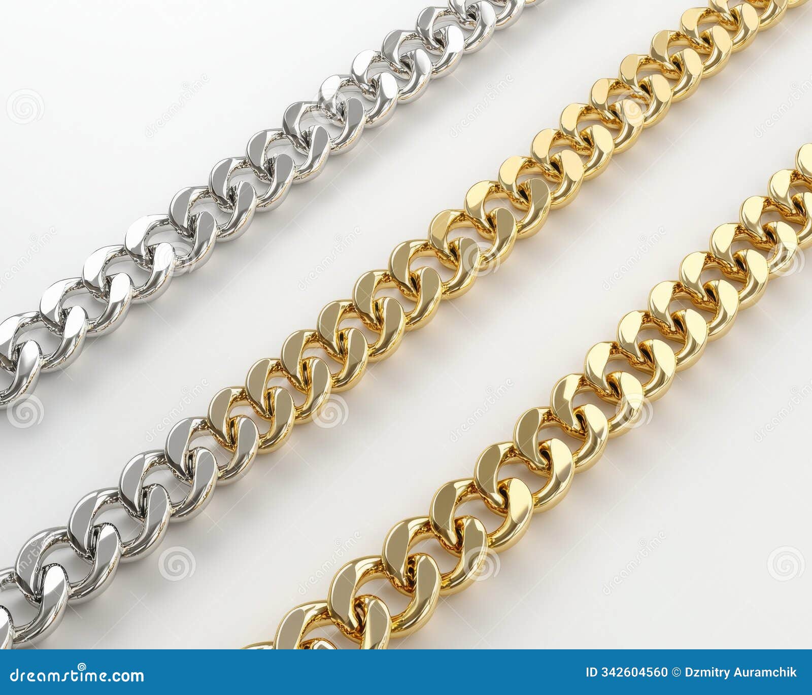 The Silver Chain Collection: Gold and Silver Chains on White Background ...
