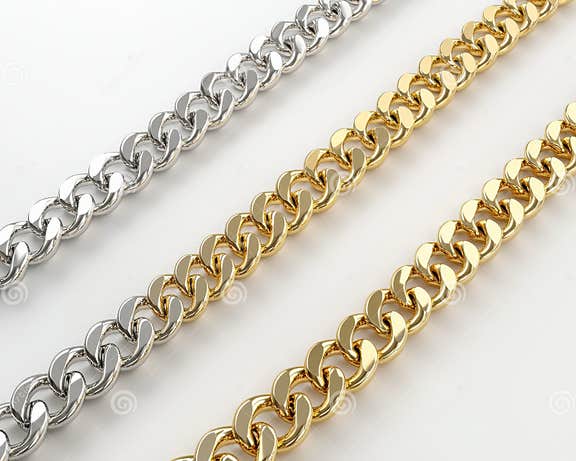 The Silver Chain Collection: Gold and Silver Chains on White Background ...