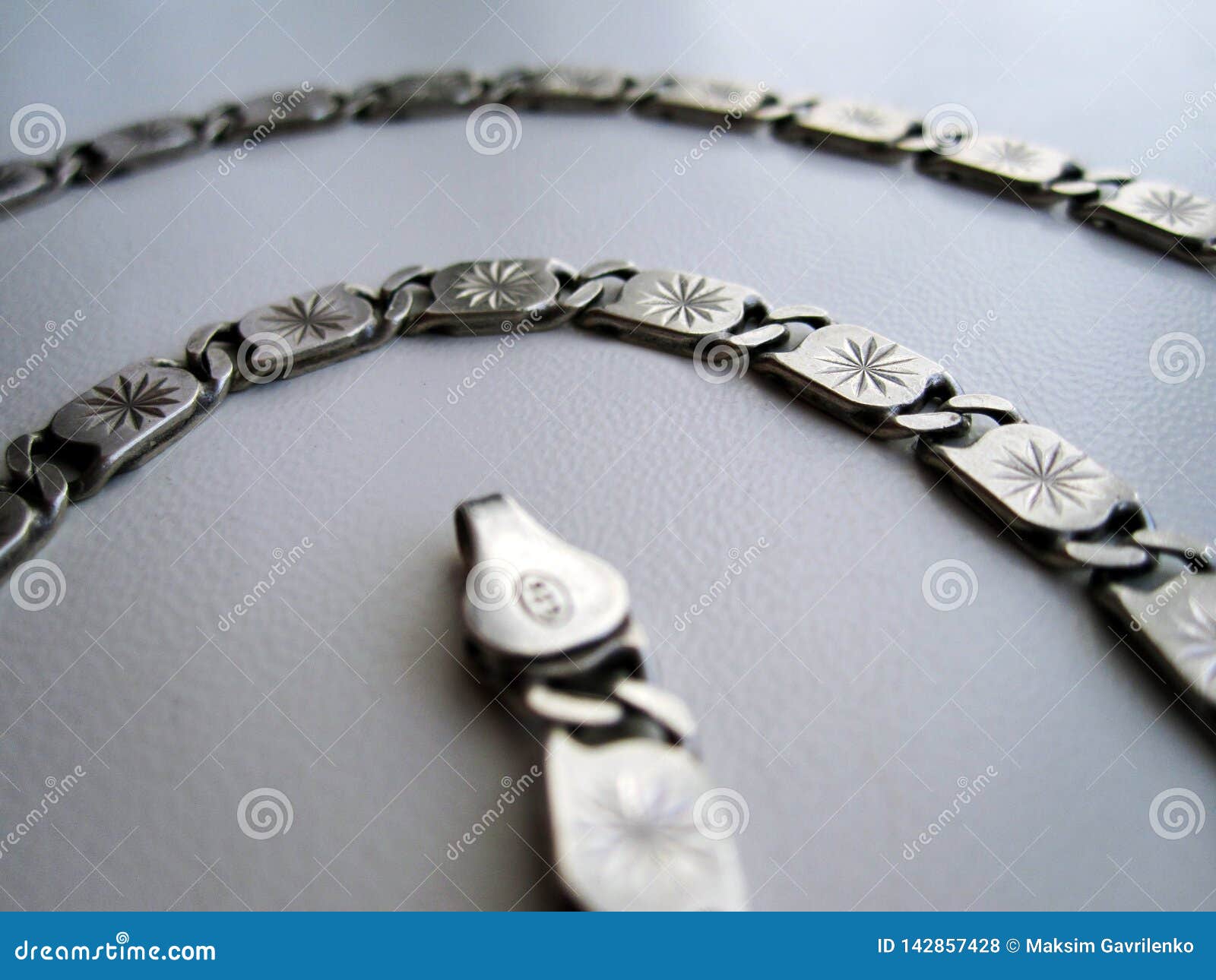 Silver Chain on Gray Background Stock Photo - Image of siller, shows ...