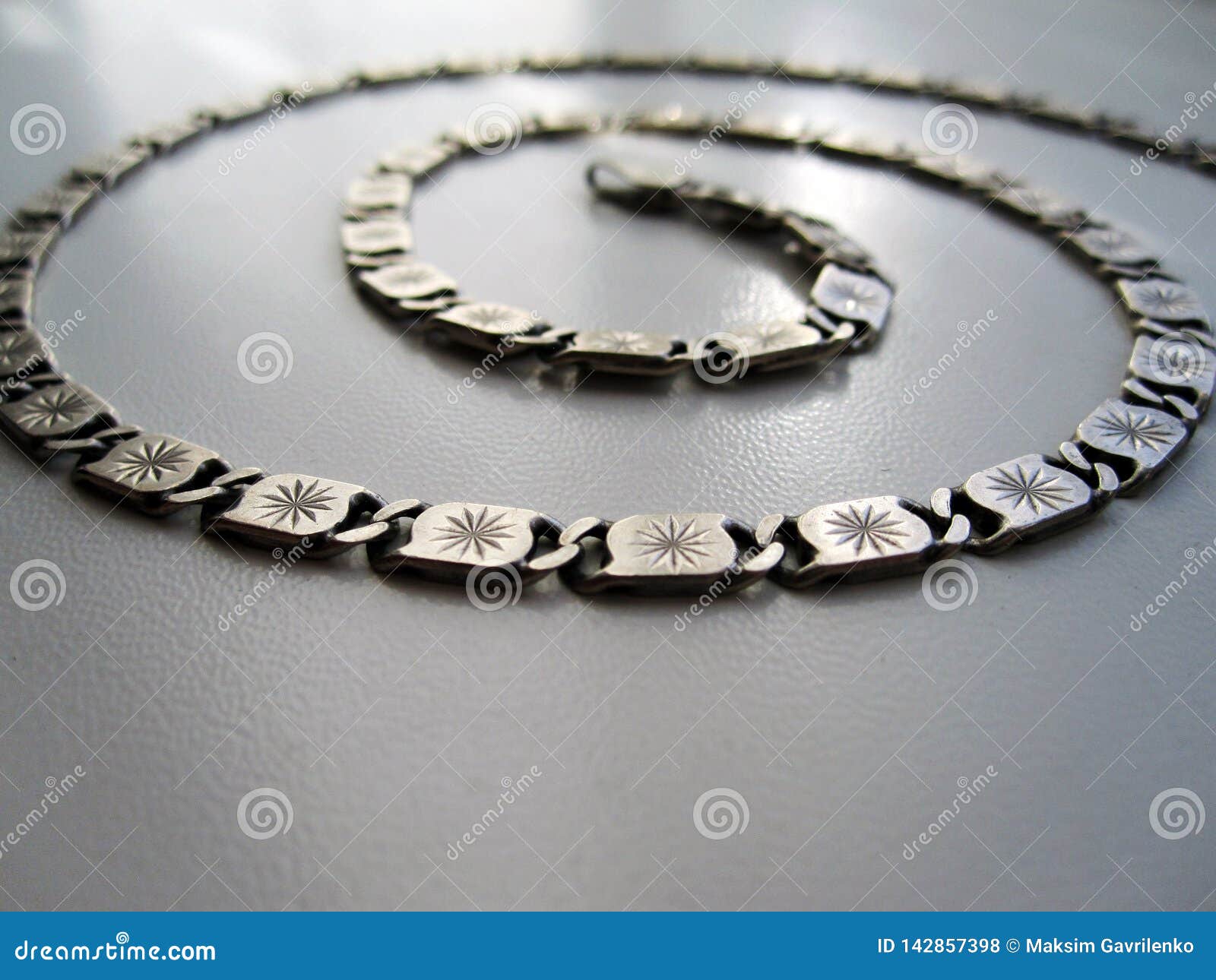 Silver Chain on Gray Background Stock Photo - Image of siller, shows ...