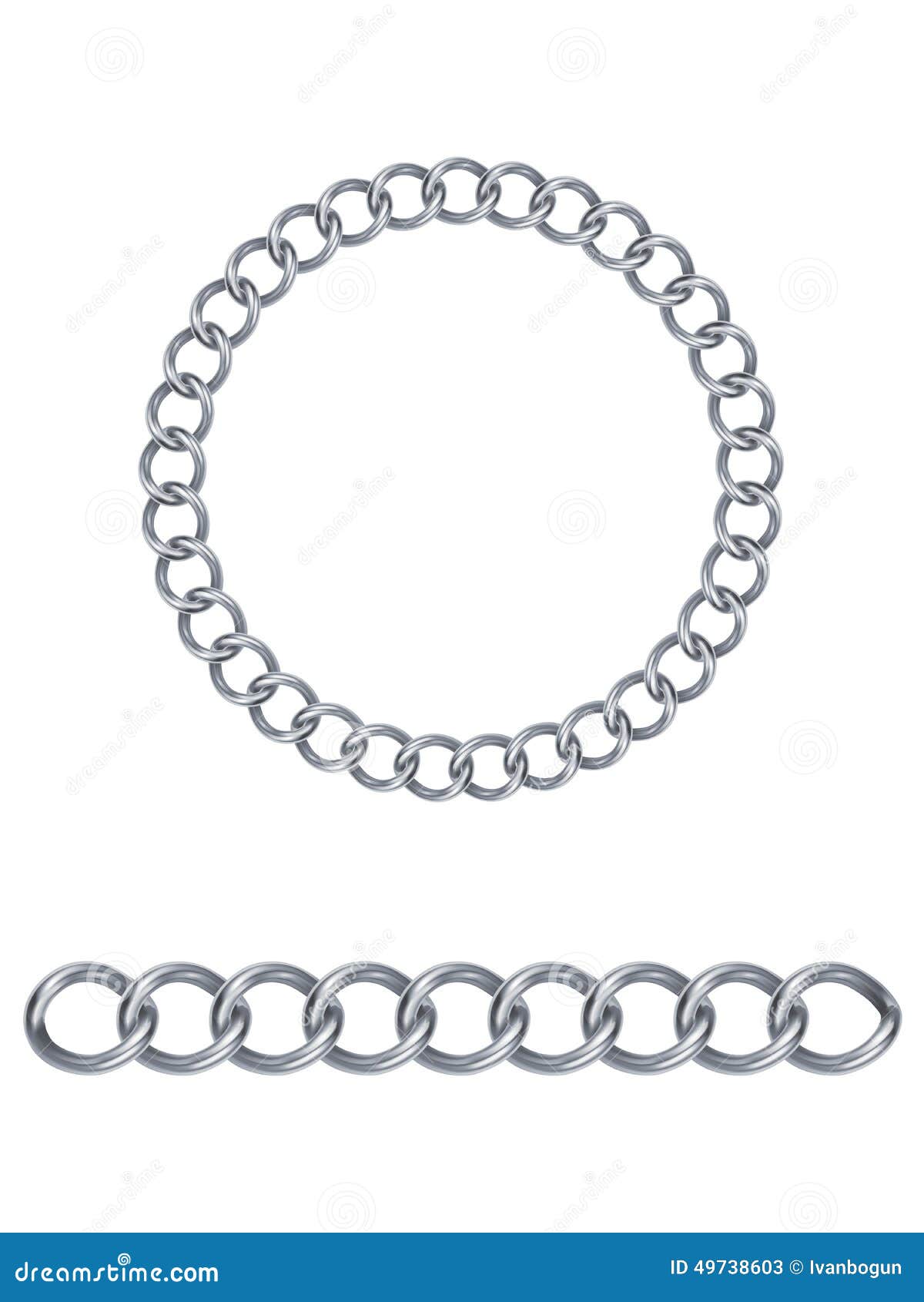 Silver chain, isolated stock vector. Illustration of pattern - 49738603