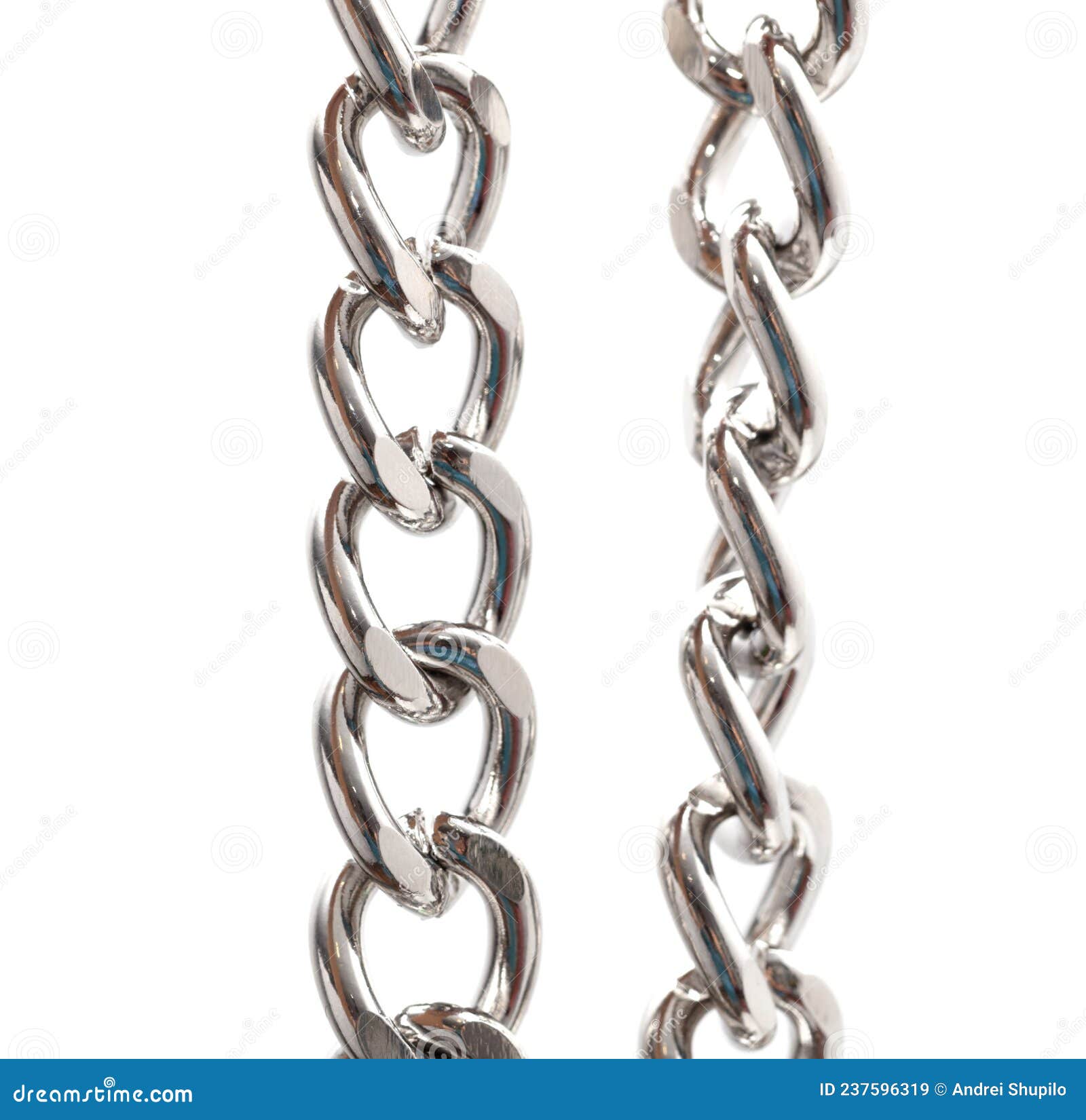 Silver Chain Isolated on White Background. Stock Image - Image of ...