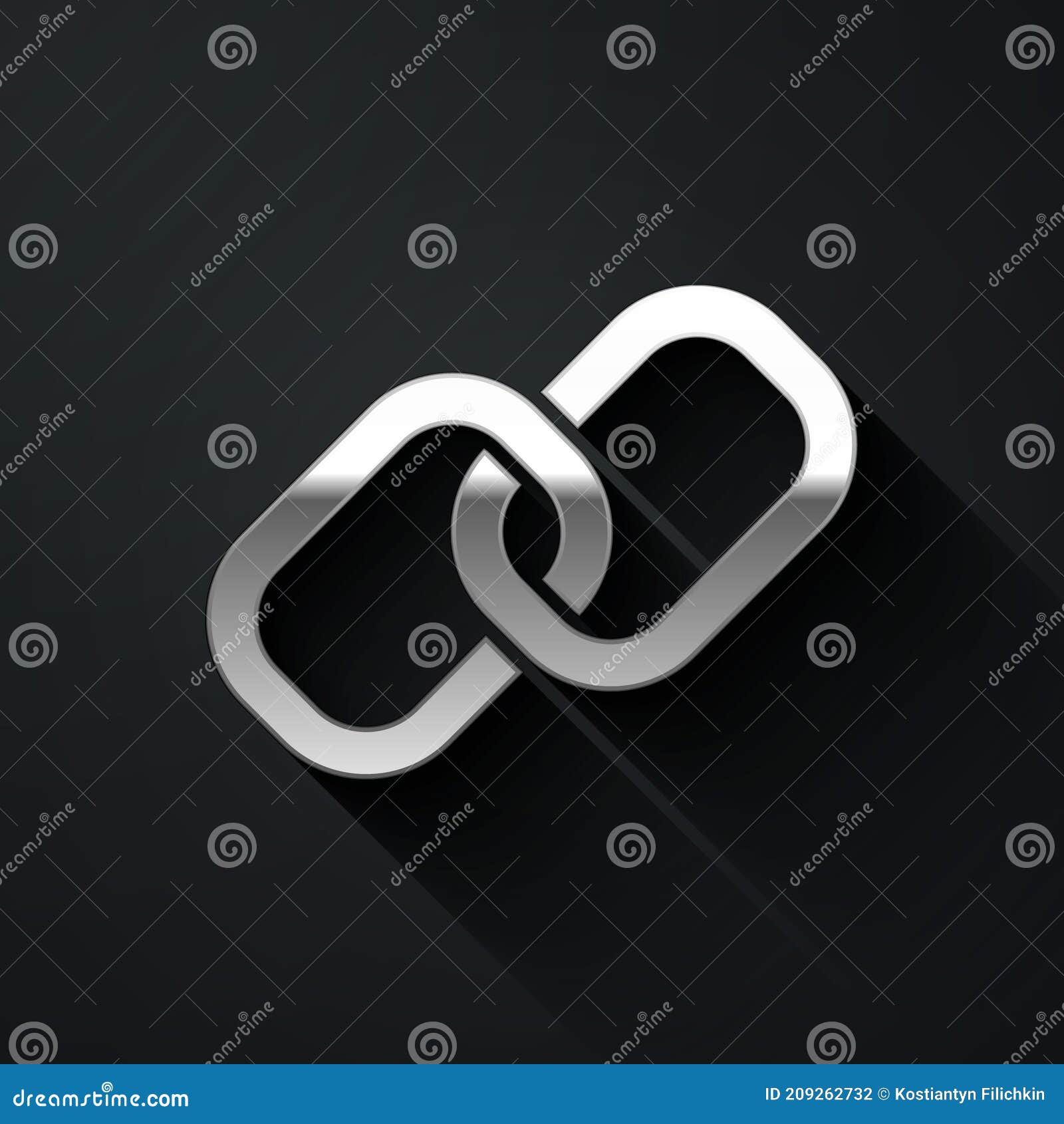 Silver Chain Link Icon Isolated on Black Background. Link Single ...