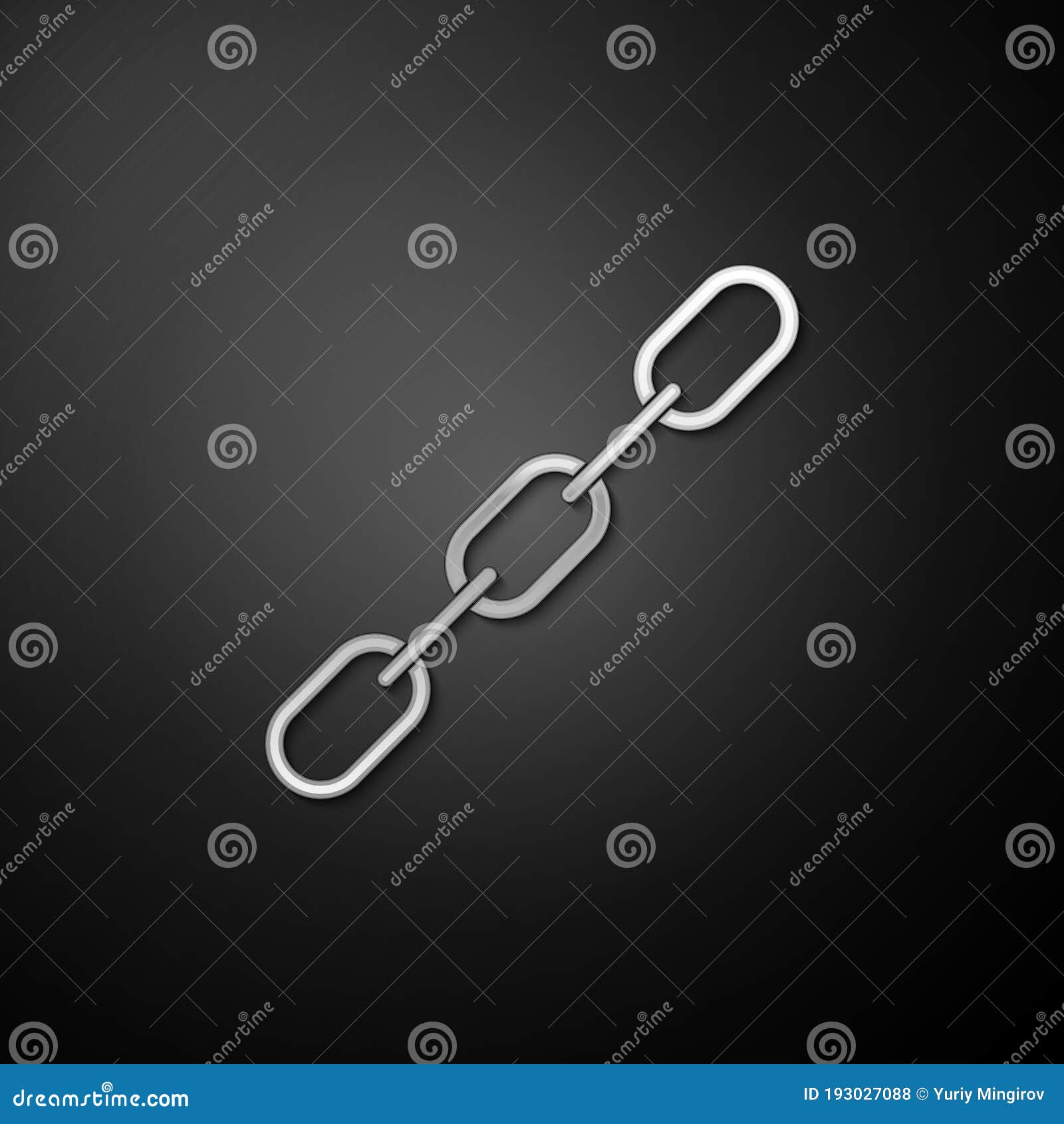 Silver Chain Link Icon Isolated on Black Background. Link Single. Long ...