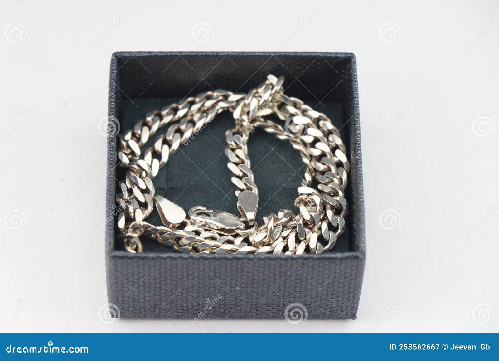 Silver Chain or Necklace with Beautiful Chain Links Kept in a Box for ...