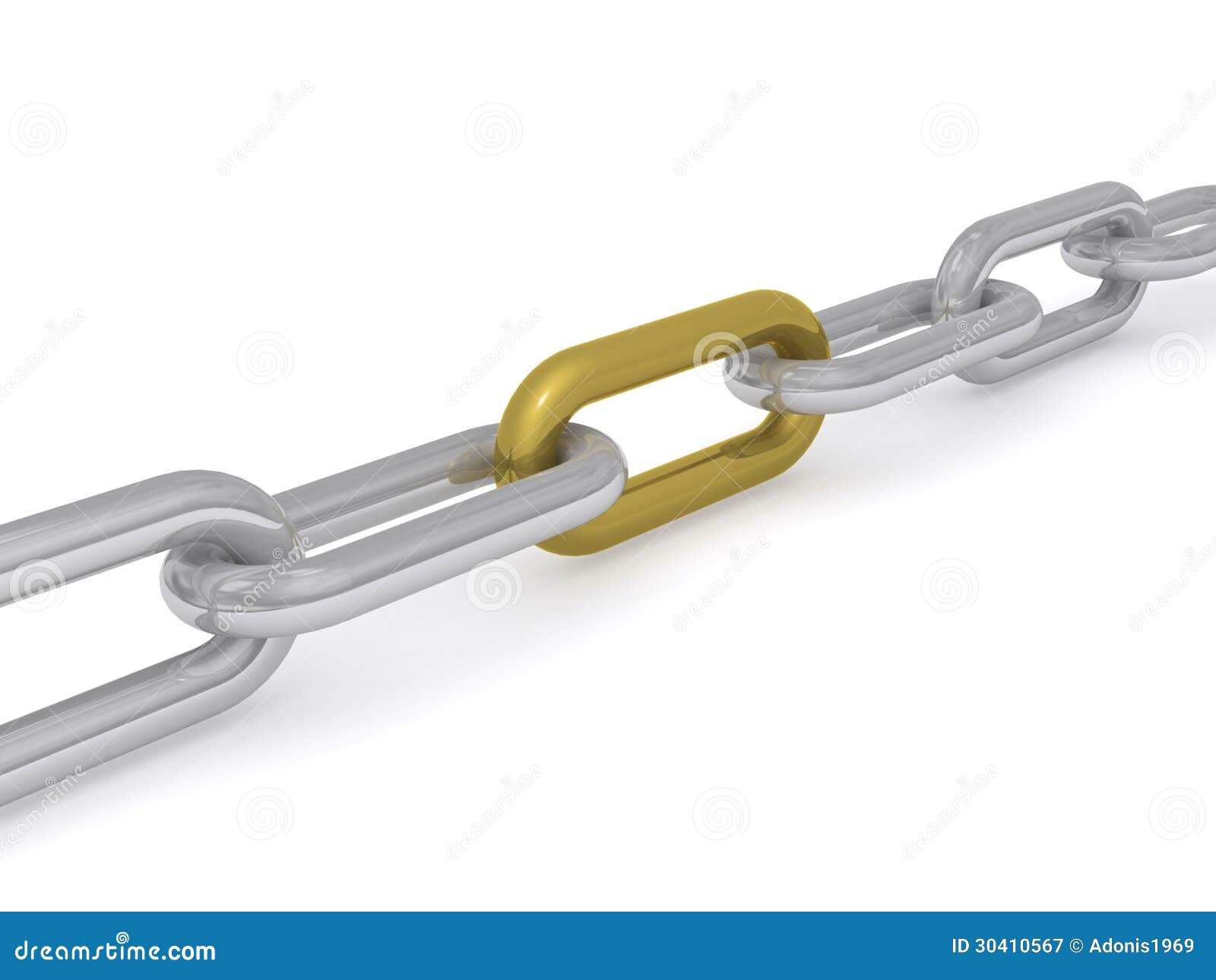 Silver Chain with One Gold Link Stock Image - Image of individuality ...