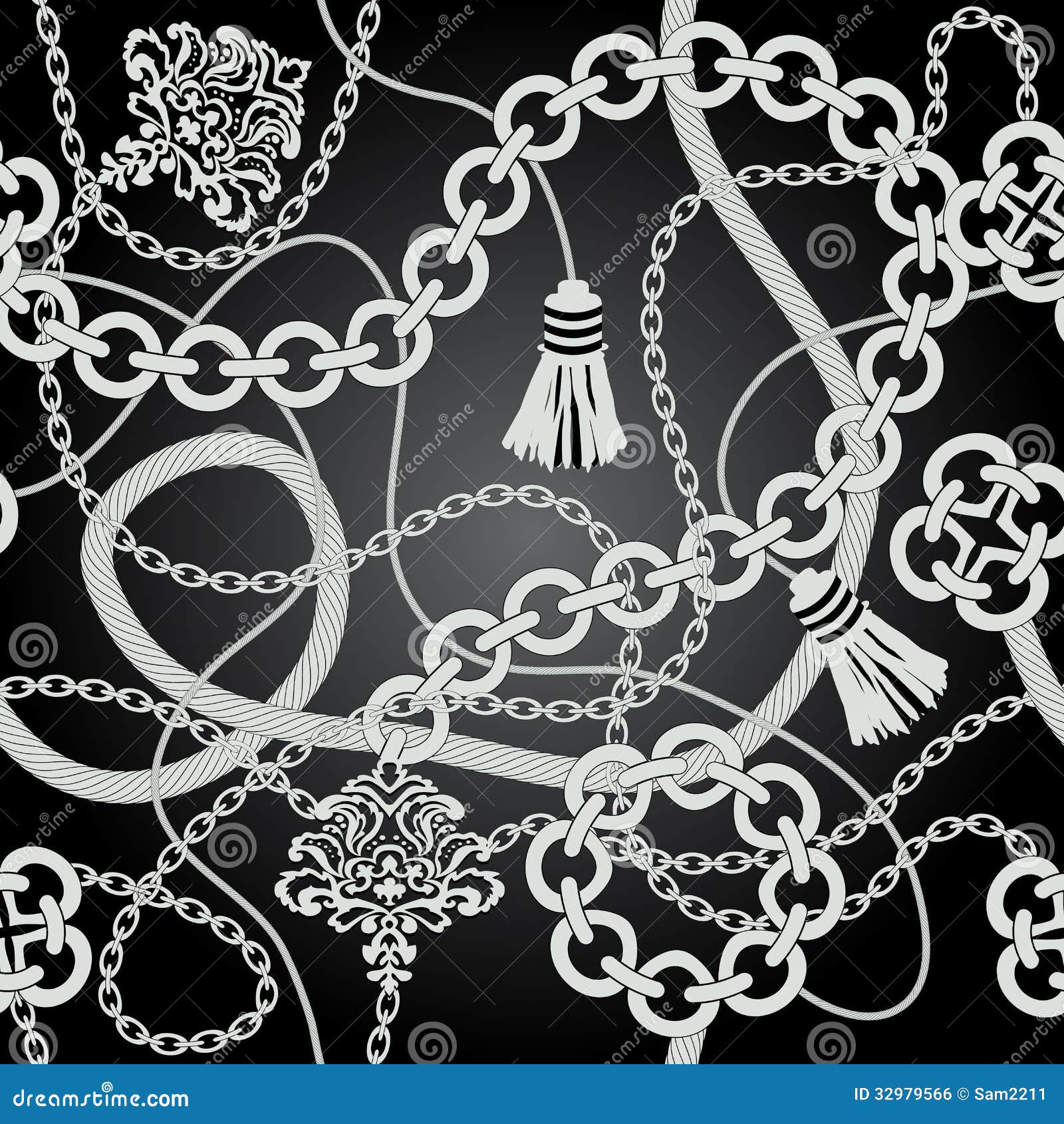 Silver Chain Seamless. Vector Background. Stock Vector - Illustration ...