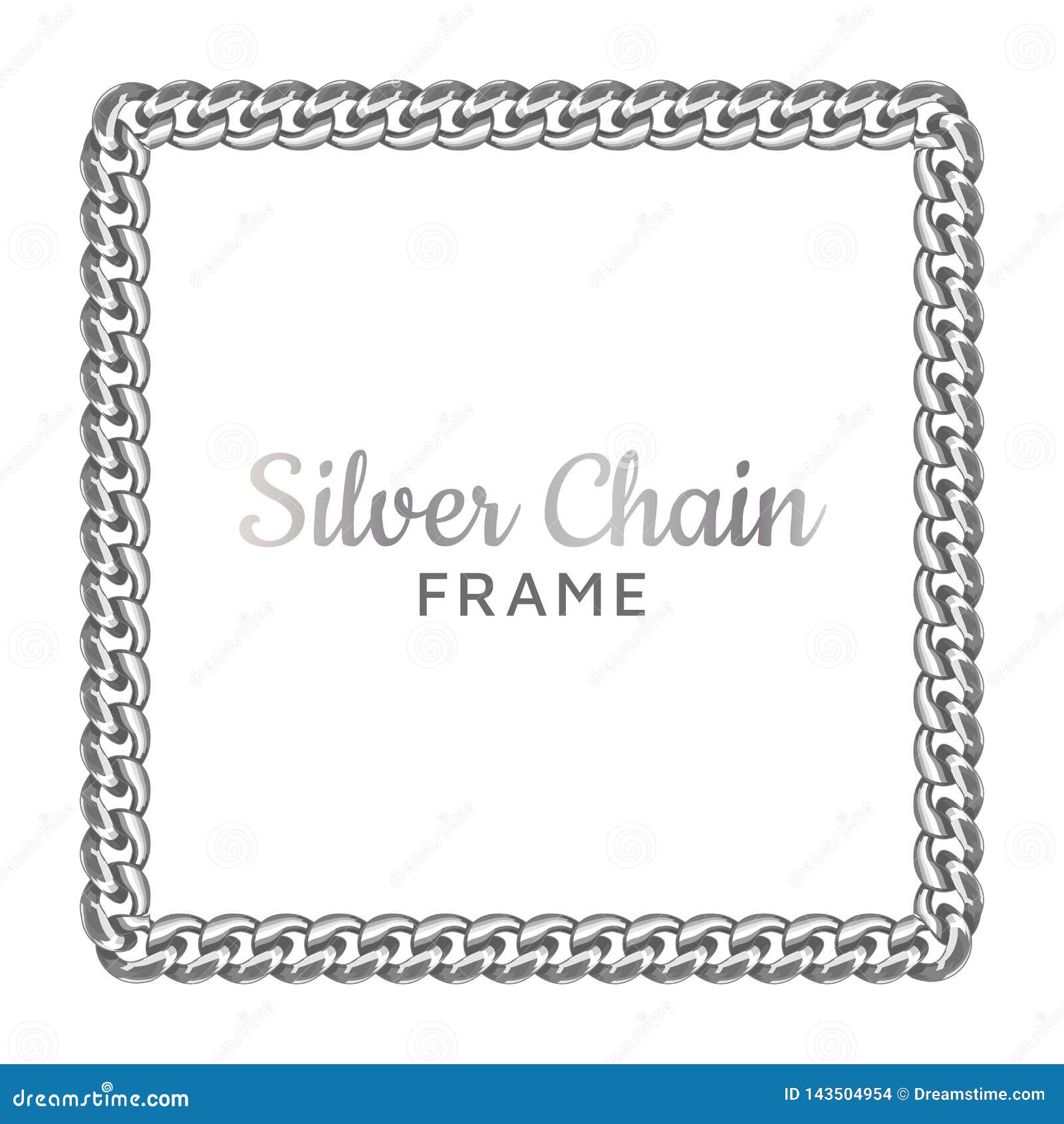 Silver Chain Square Border Frame. Stock Vector - Illustration of ...