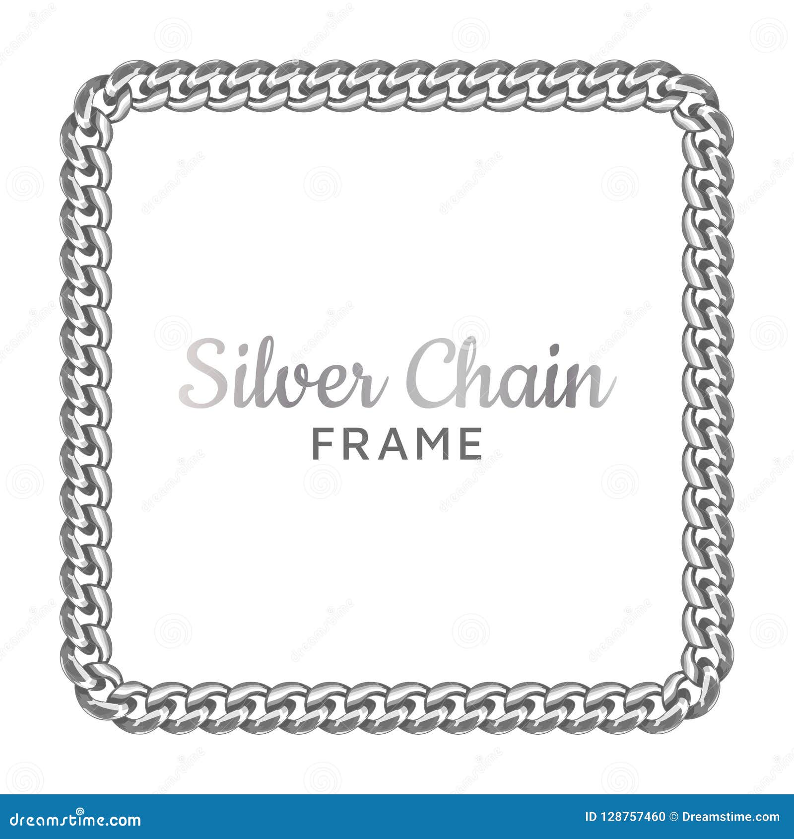 Silver Chain Square Border Frame. Stock Vector - Illustration of line ...