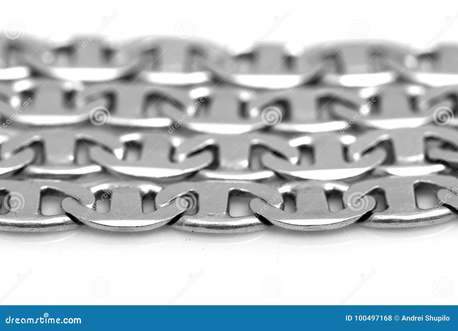 Silver Chain on a White Background Stock Photo - Image of chrome, metal ...