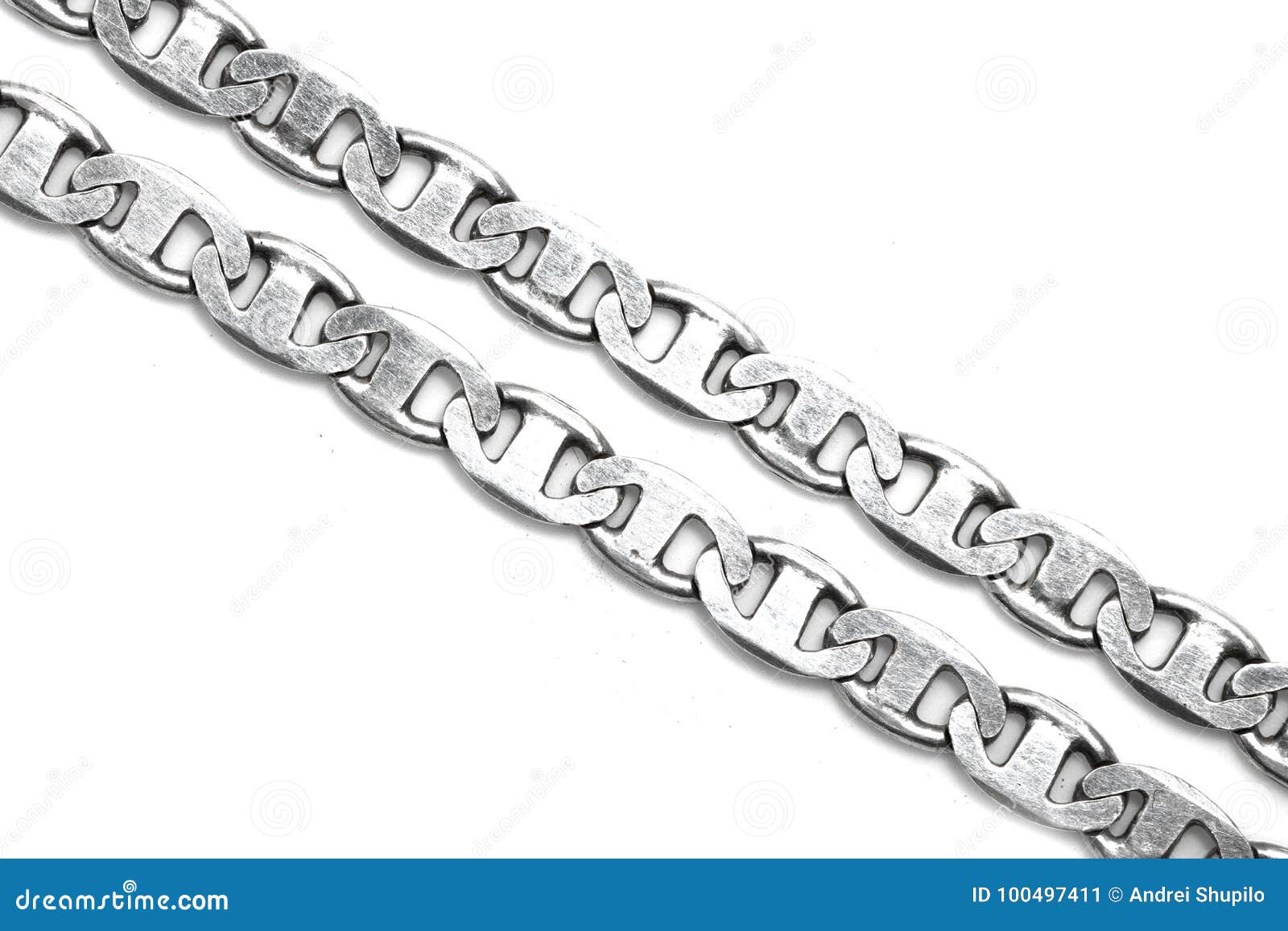 Silver Chain on a White Background Stock Image - Image of material ...