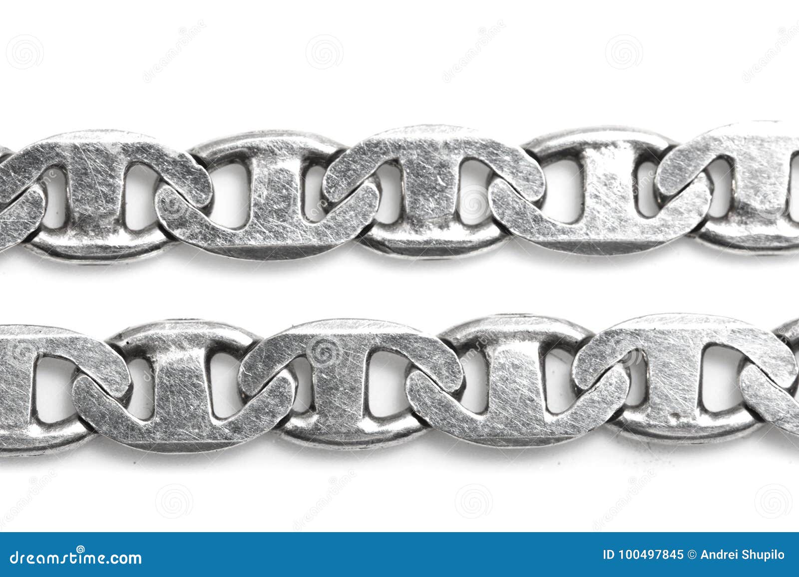 Silver Chain on a White Background Stock Image - Image of construction ...