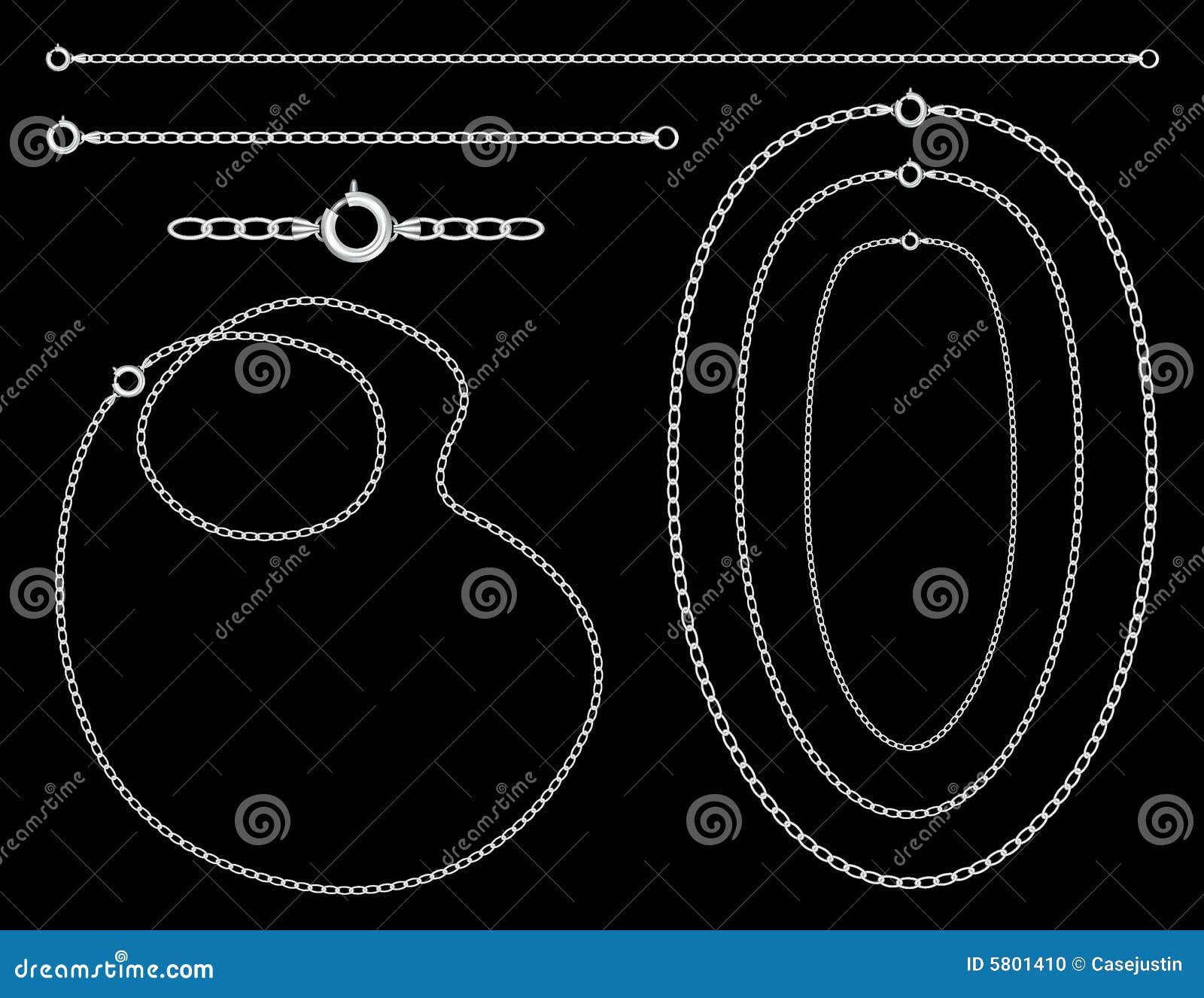 Silver Chains, Necklace, Bracelet Stock Vector - Illustration of curve ...