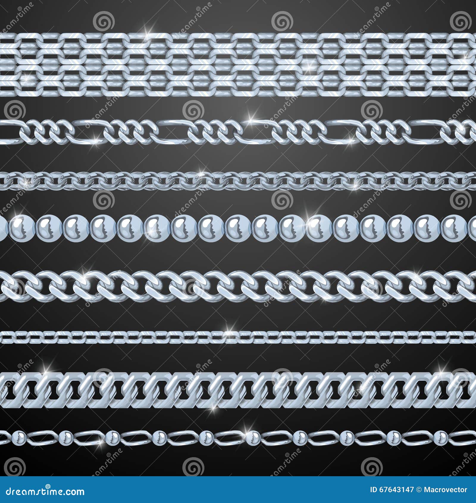 Silver Chains Set stock vector. Illustration of necklace - 67643147