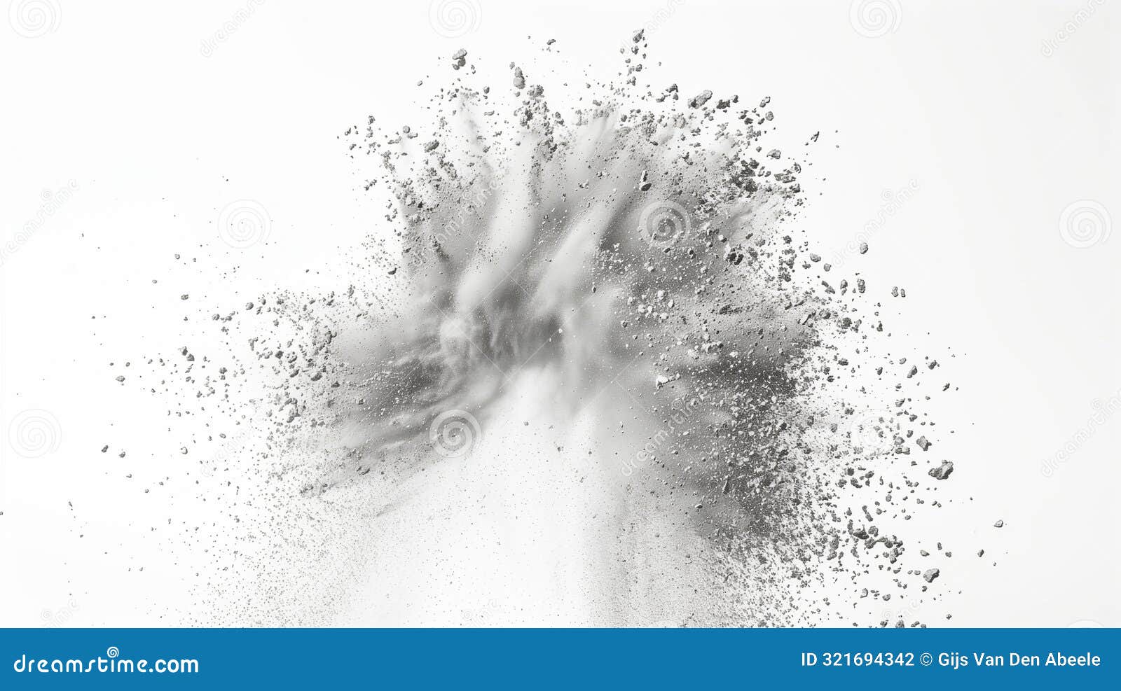 Silver Chalk Powder Explosion on White Background Stock Illustration ...
