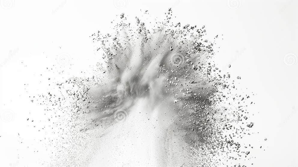Silver Chalk Powder Explosion on White Background Stock Illustration ...