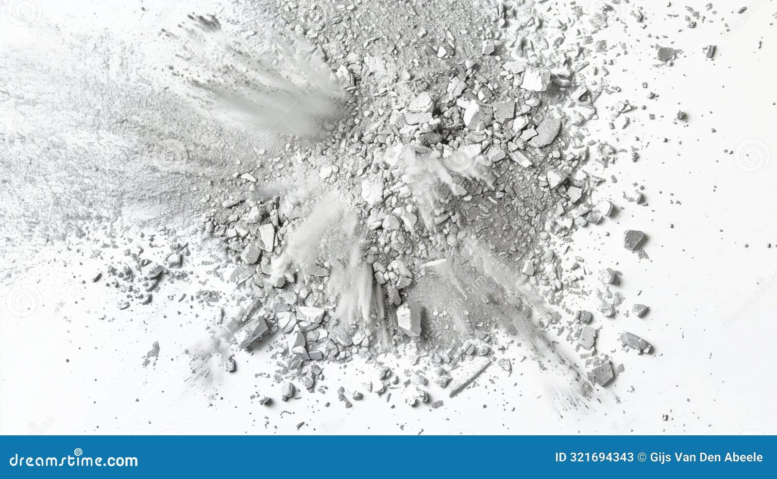 Silver Chalk Powder Explosion on White Background Stock Illustration ...