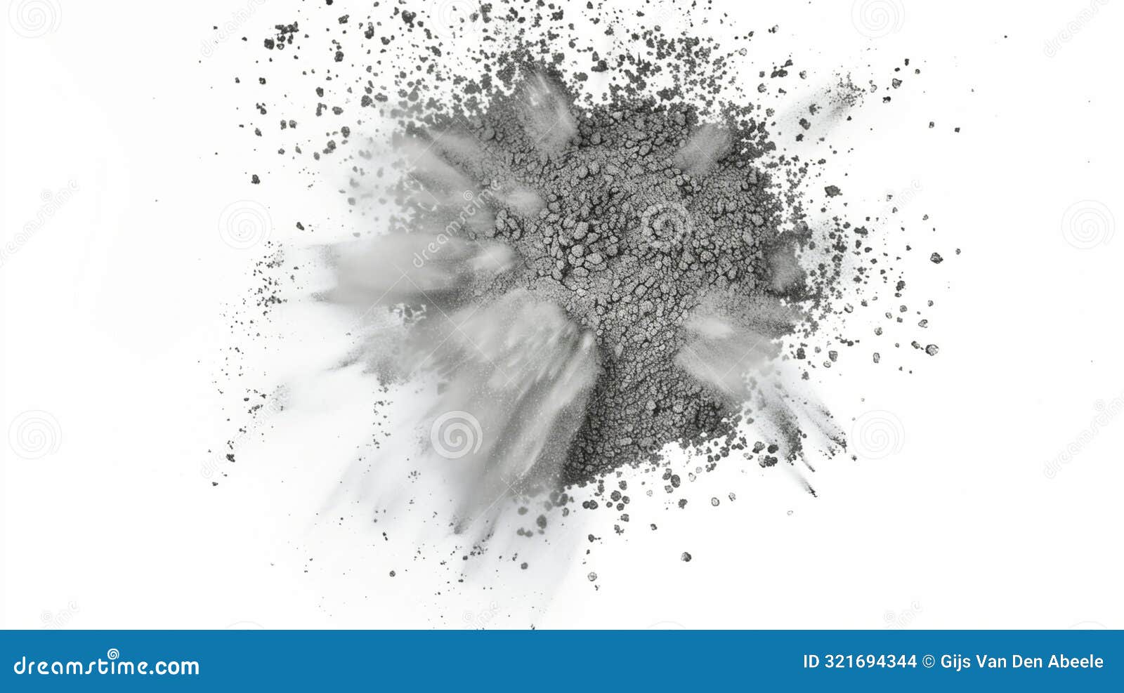 Silver Chalk Powder Explosion on White Background Stock Illustration ...