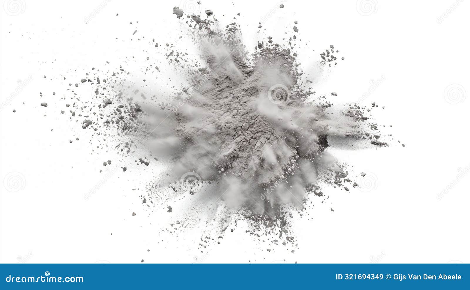 Silver Chalk Powder Explosion on White Background Stock Illustration ...