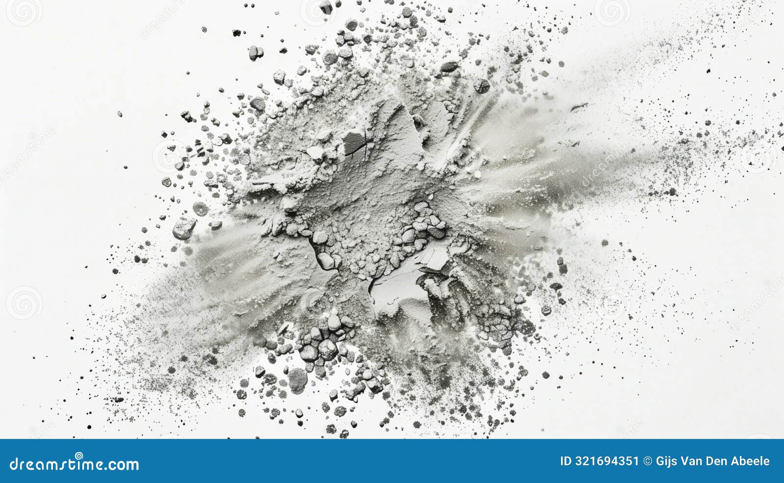 Silver Chalk Powder Explosion on White Background Stock Illustration ...