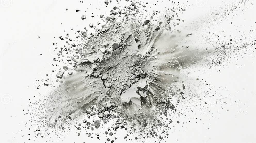 Silver Chalk Powder Explosion on White Background Stock Illustration ...