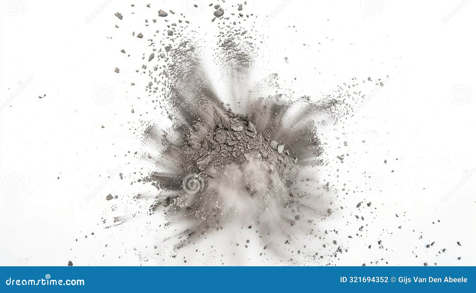Silver Chalk Powder Explosion on White Background Stock Illustration ...