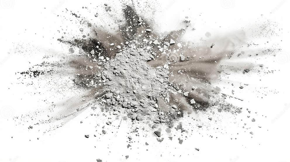 Silver Chalk Powder Explosion on White Background Stock Illustration ...