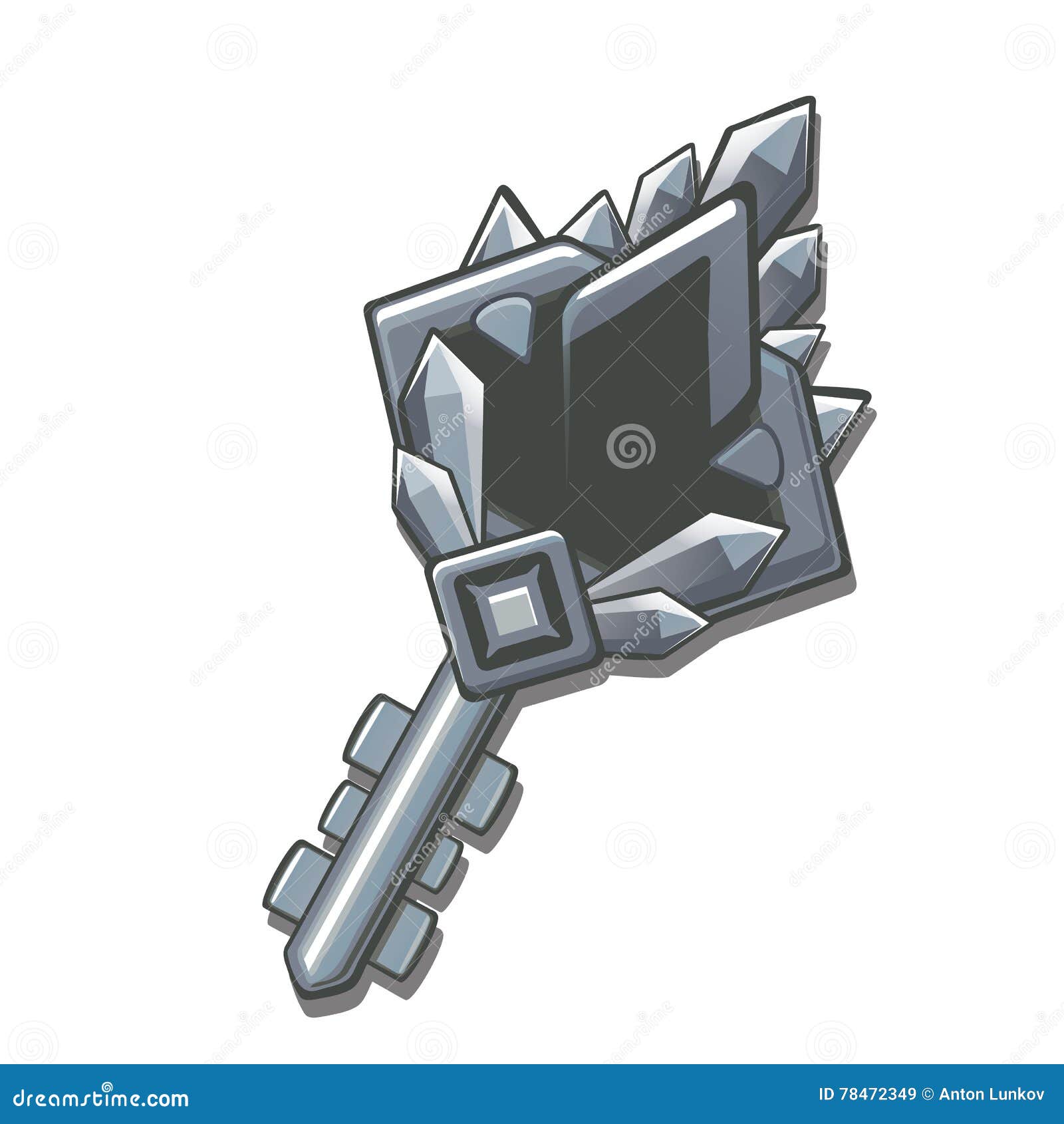 Silver Charm Magic Key in Cartoon Style. Vector Stock Vector ...