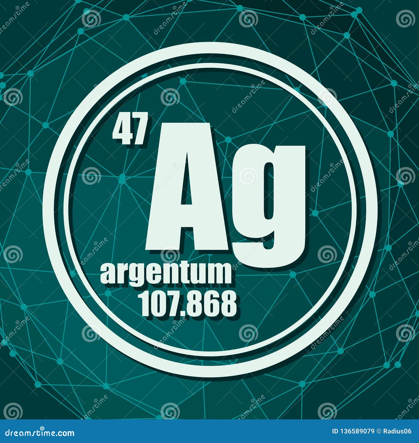 Silver chemical element. stock vector. Illustration of molecule - 136589079