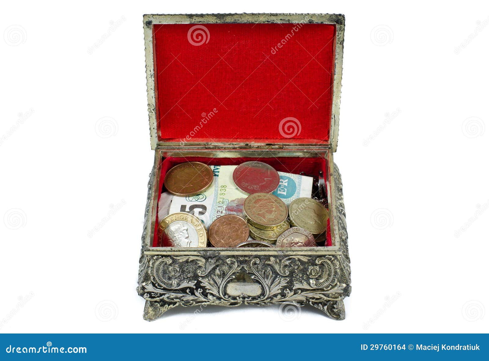 Open chest with money stock photo. Image of coins, investment - 29760164