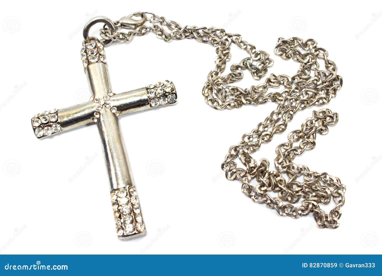 Silver Christian Cross Necklace Isolated Stock Image - Image of silver ...