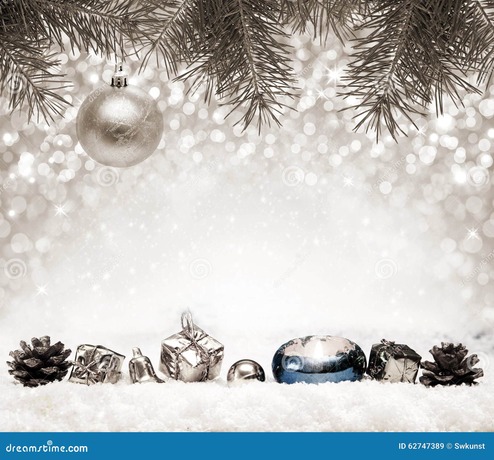 Silver Christmas Background and White Snow. Stock Illustration ...