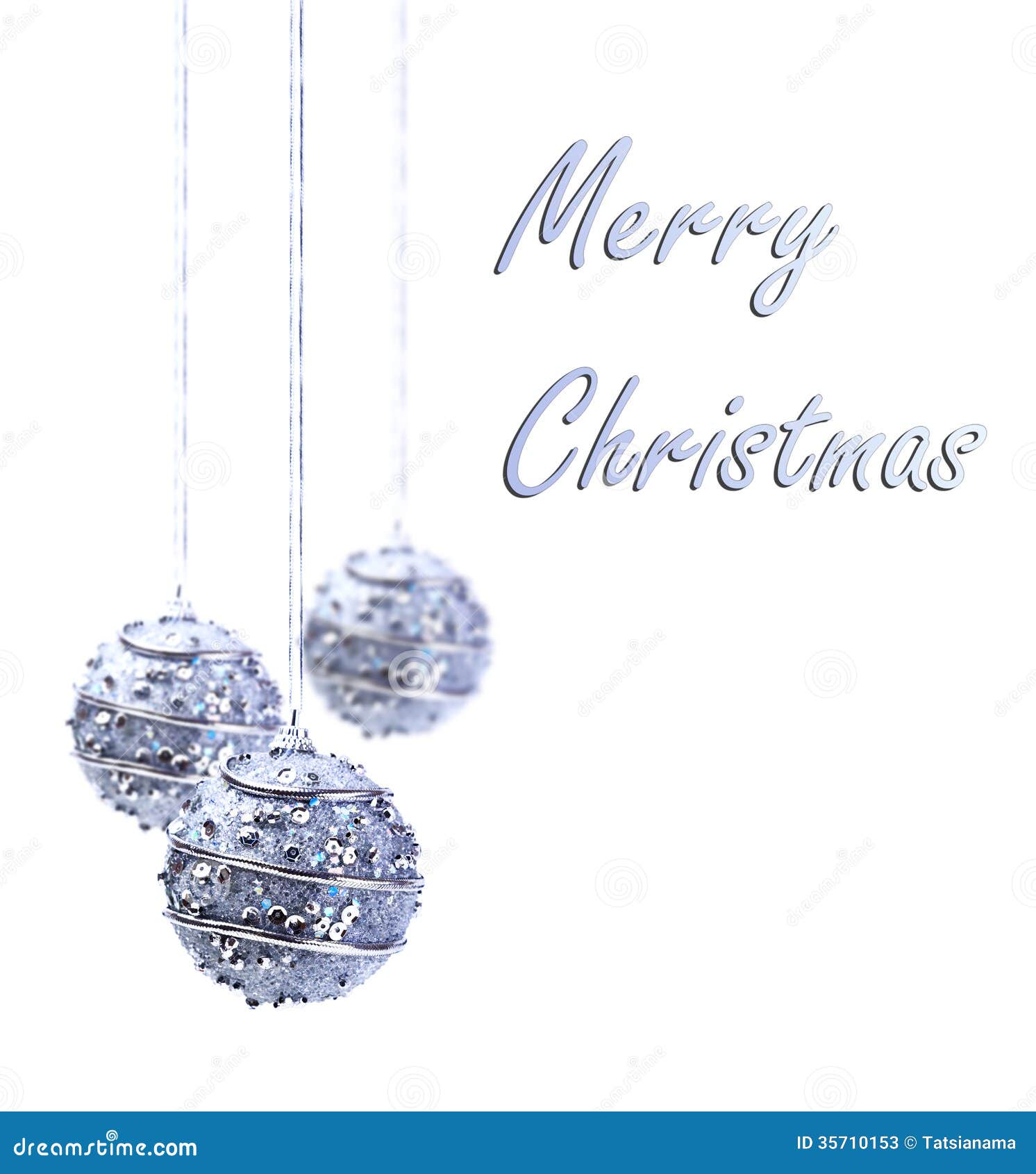 Silver Christmas Baubles Hanging from Silver String Stock Image - Image ...