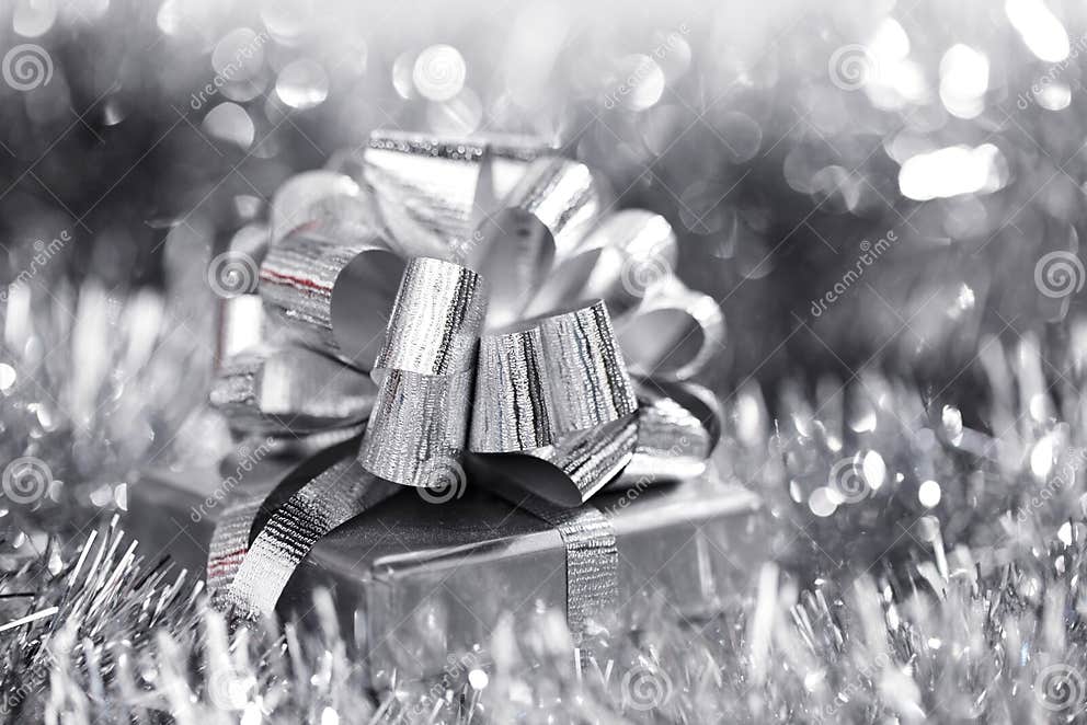 Silver christmas card stock photo. Image of ribbon, celebrate - 26919178
